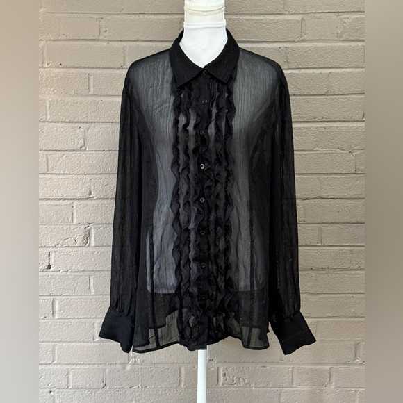 torrid | Tops | Torrid Black Sheer Ruffle Front Blouse 3x | Poshmark